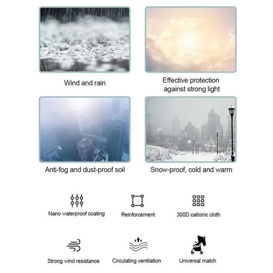 CHE Housse de pluie universelle pour poussette Housse de Pluie Universelle pour Enfants ...