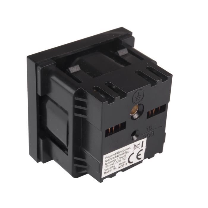 Prise de type E - Maclean - MCE718B - Noir - 16A 250V - Encastrée ...