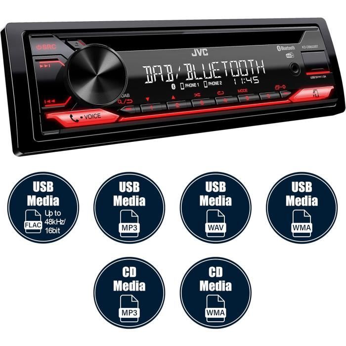 Kd-Db622Bt Autoradio Cd Avec Dab+ Et Kit Mains Libres Bluetooth ...