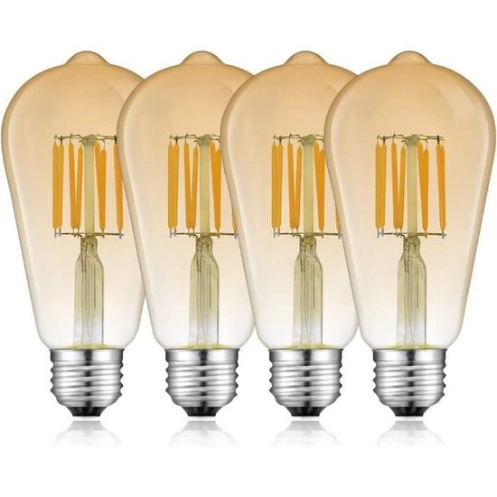 8W E27 ST64 Dimmable Ampoule LED en verre ambre e27 filament led vintage Blanc Chaud 2700K ...