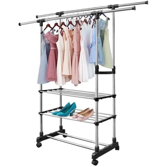 PENDERIE MOBILE Penderie à Vêtements Autoportante Trois Tige Réglable ...