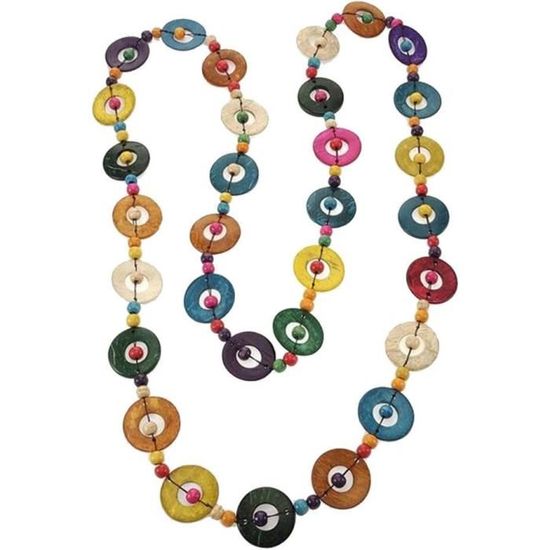 Collier Ethnique Long Avec Perles Rondes Colorées Vintage Fait À La ...