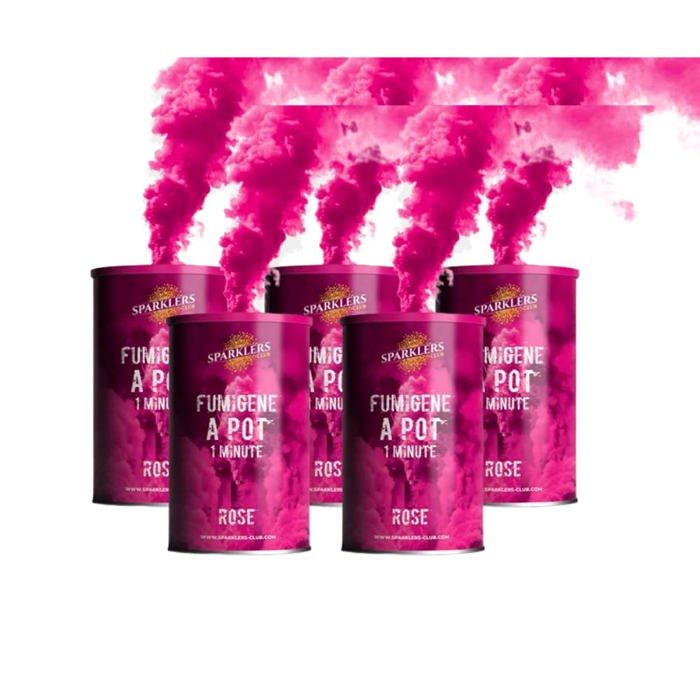 Lot de 5 Fumigènes en Pot 1 MINUTE couleur Rose - Allumage à mèche ...