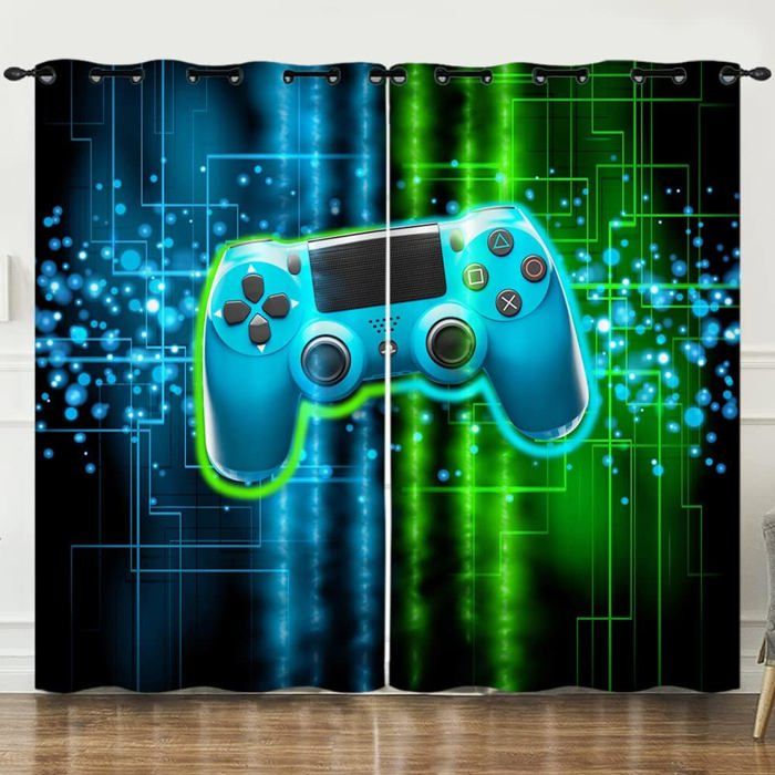 Gaming Rideaux Opaques Moderne Gamer Console Manette Motif Rideaux Avec ...