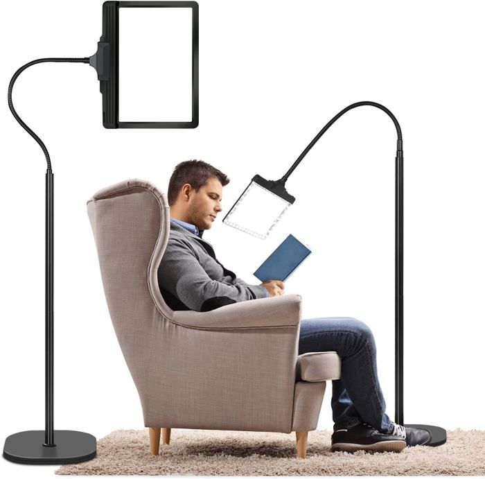 NZQXJXZ 3 en 1 Rechargeable Lampe Loupe avec Lère et Support, 5X Lampe Loupe sur Pied avec 43 ...