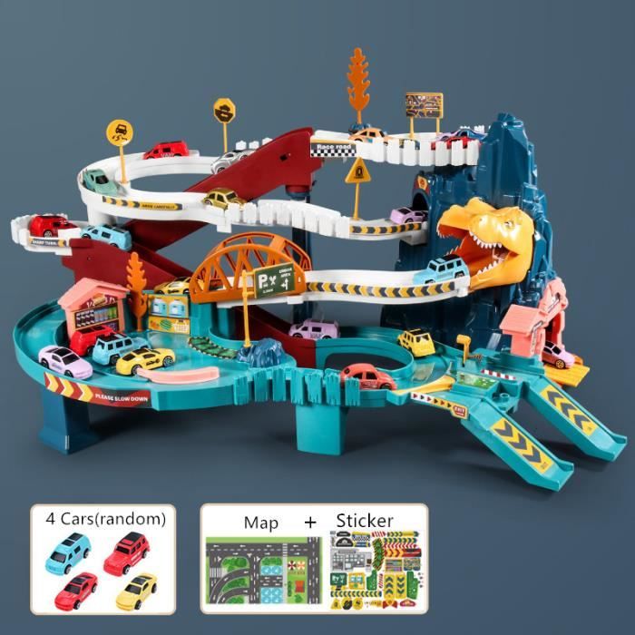 Couleur avec 4 voitures Jouets de voiture Dino Adventure, piste de ...