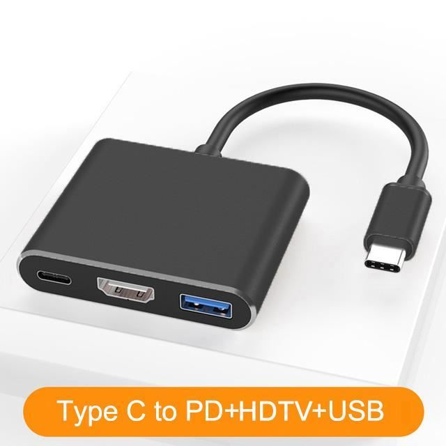 Noir - Convertisseur 3 en 1 compatible USBC vers Hdmi, pour Apple ...