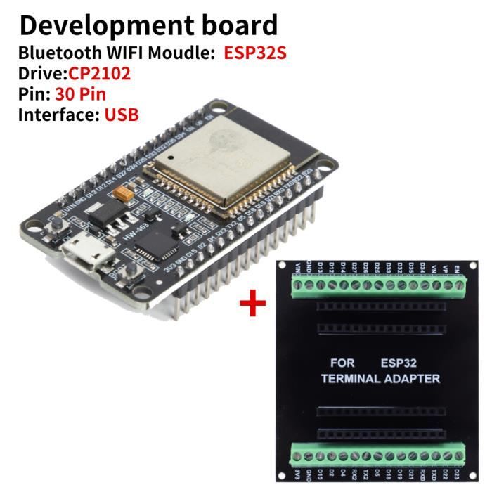 ESP-32S-Board - 1pcs ESP32 Carte de Développement 30Pin Compatible avec ESP32 WiFi Bluetooth ...