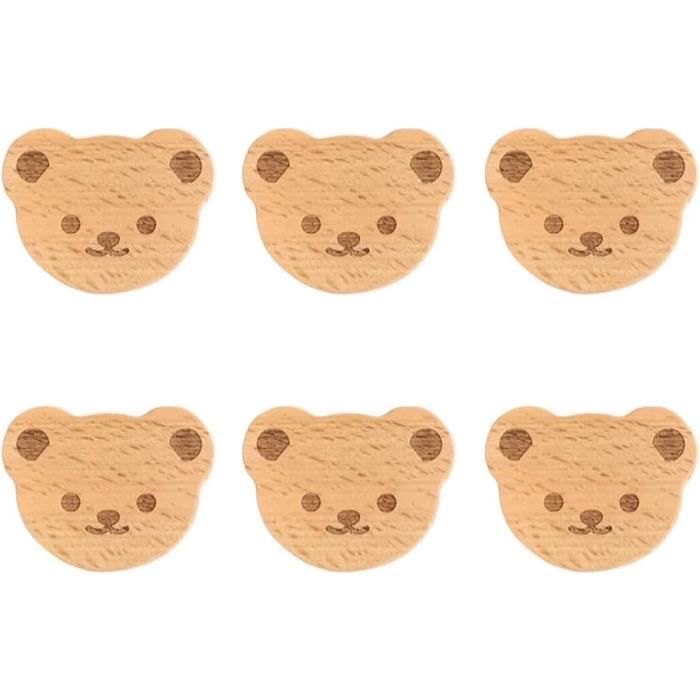 Lot De 6 Jolis Boutons De Placard En Bois Emoji En Bois Avec Vis ...