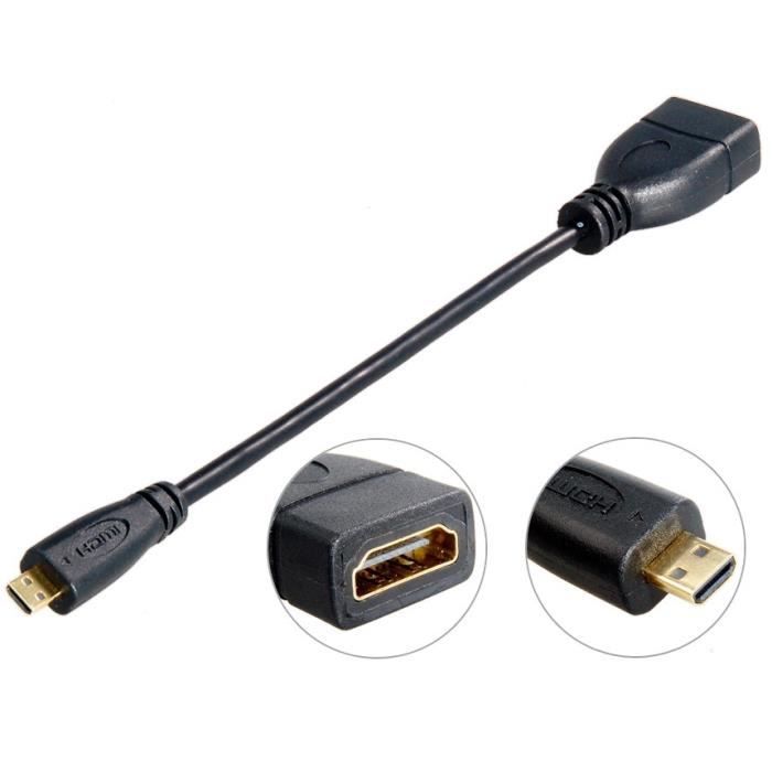 Micro HDMI vers HDMI câble 20 mm (Noir) - Cdiscount TV Son Photo