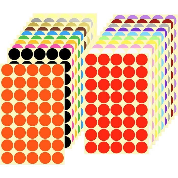 AJW-800 Pièces Gommettes Autocollantes Rondes 25 mm Couleur Codage ...
