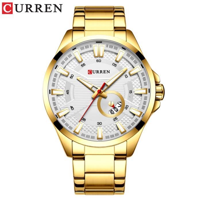 Montre à Quartz en acier inoxydable pour hommes montre-bracelet CURREN ...