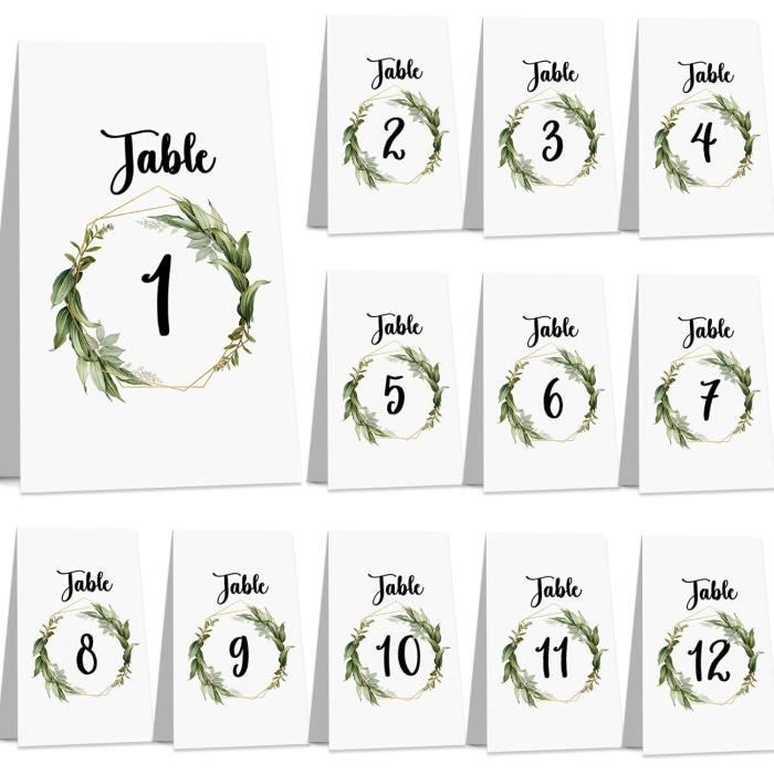 12 Pièces Marque Place Mariage, Numero De Table Mariag 1-12 Porte Nom ...
