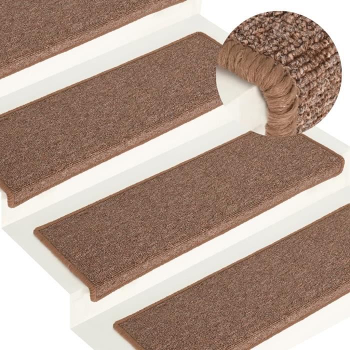 COC-7596638162720Tapis d'escalier 15 pcs 65x25 cm Marron - Cdiscount Maison
