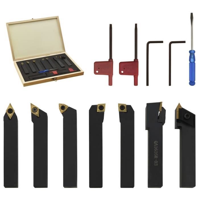 BAO Jeu d’outils de tournage indexables 12 pcs 16x16 mm 100 mm - 7658796813200 - Cdiscount Bricolage
