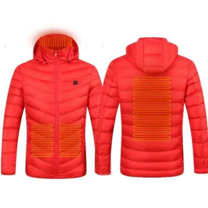 Doudoune Homme à Capuche USB Chauffant Doudoune Unisexe Hiver 4 Zones ...