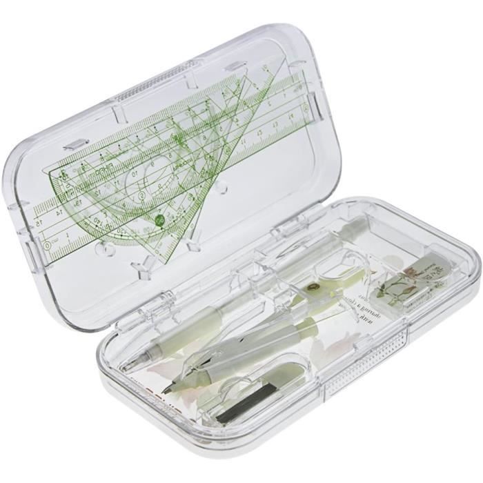 Kit 8 Pièces de Géométrie Coffret de Compas Comprenant Compas,Règle ...