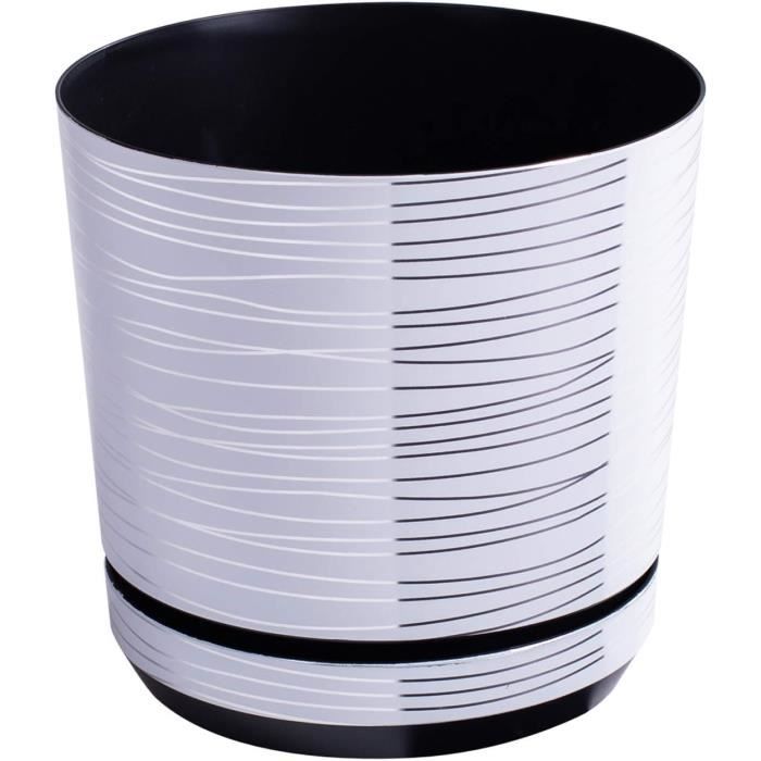 KORAD Pot de Fleur - Rayures Blanches 26 cm - Pot de Fleur avec Trous ...