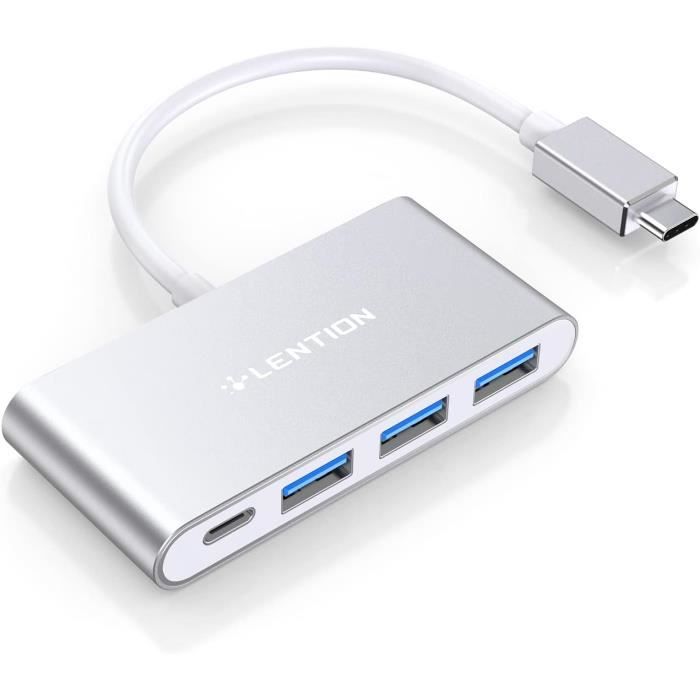 Usb C Hub,4-En-1 Usb C To Usb Multiport Adapter Avec 100W Power Delivery, Usb-C Data Port, 2 Usb ...