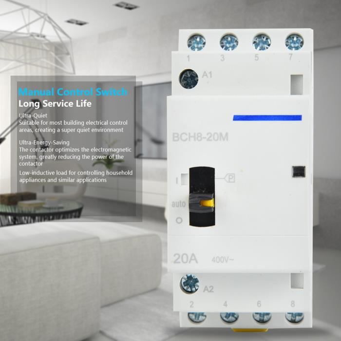 YOSOO Contacteur modulaire 4P Contacteur AC domestique BCH8-20M, 24V, 20a, 4P, sur Rail Din ...