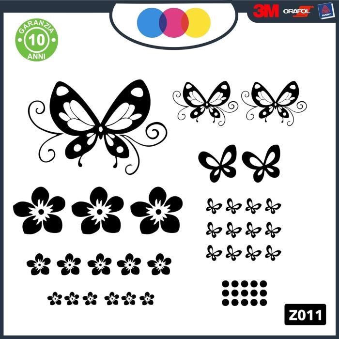 Autocollants motifs fleurs et papillons pour voiture, moto, camping-car ...