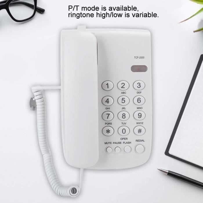 Téléphone Filaire Fixe, téléphone Moderne, Pas Besoin de Batterie, avec ...