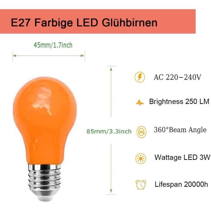 Ampoule Colorée E27, 3W Led Ampoules Couleur, Ampoules Led De Couleurs ...
