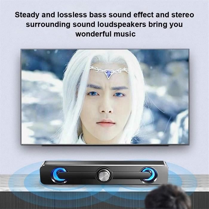 Barre De Son Haut-Parleur Computer Usb Bar Stereo Subwoofer Bass ...