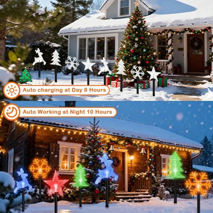 8 x Outdoor Christmas Decoration, Solar Christmas Light, Acrylic Solar ...