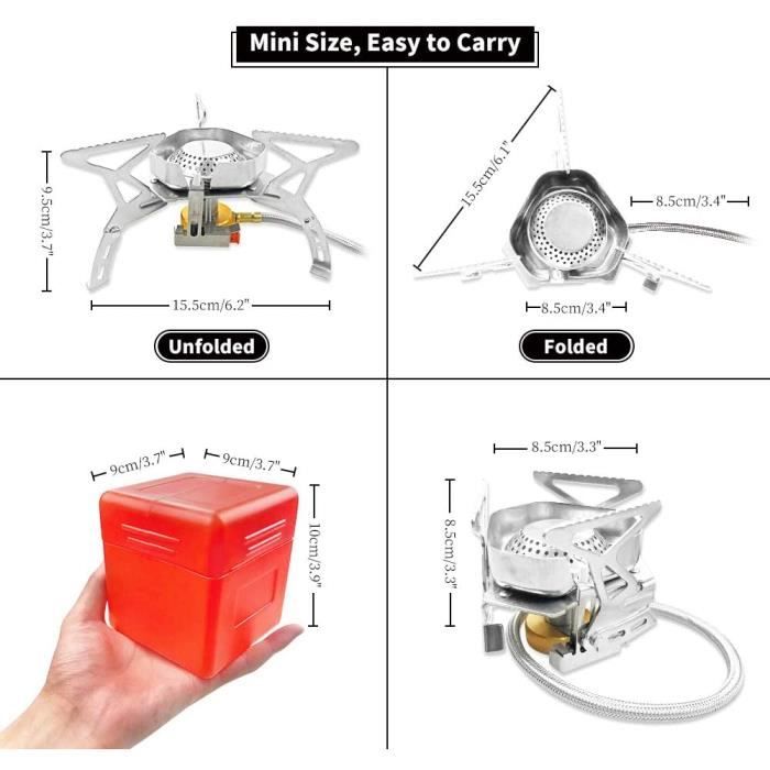Mini réchaud à gaz pliable avec allumage piézoélectrique 3500 W avec ...