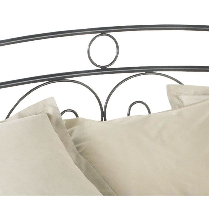 Lit adulte en métal coloris noir mat - 147 x 106 x 199 cm - Cdiscount ...