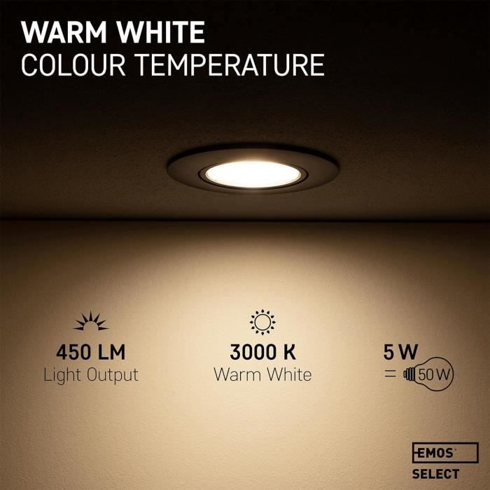 Emos Spot Led Encastrable 230v 5w 450lm Spot Led Extra Plat 50