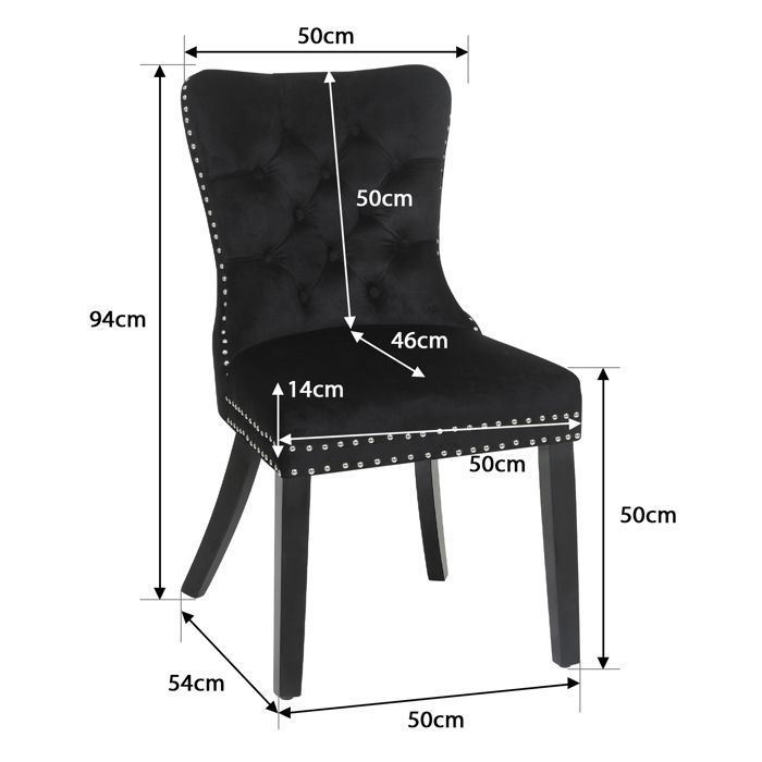Lot de 4 Chaises de Salle à Manger en Velours Noir - Style Scandinave ...