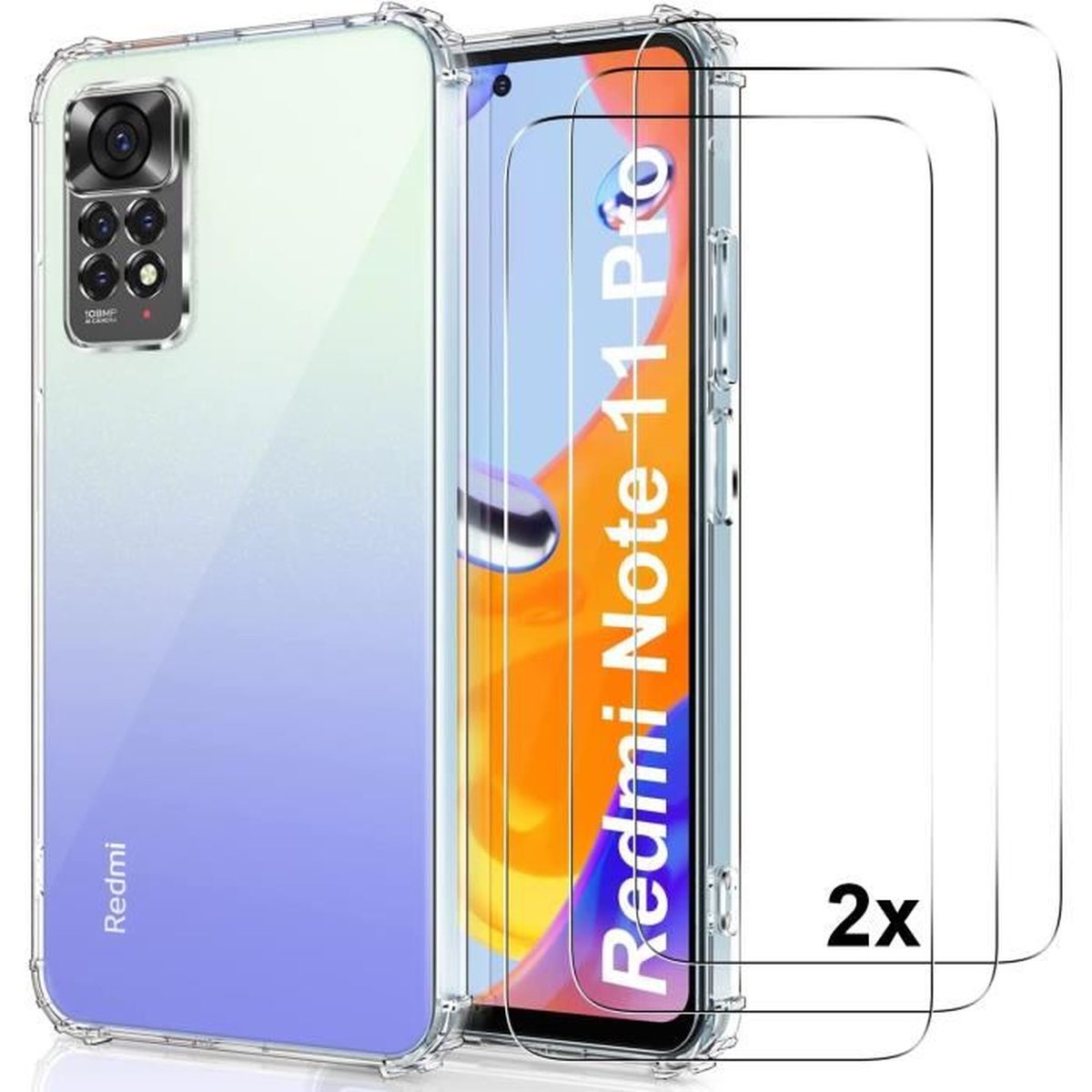 Coque redmi note 11 pro 5g 2 Vitre Verre Trempé Housse Etui Silicone ...