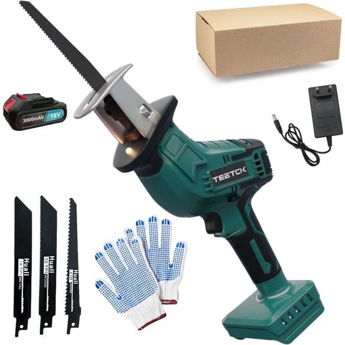 Scie sabre Electrique sans fil MAWIRON 3000SPM ,LED, 850W Avec 18V ...