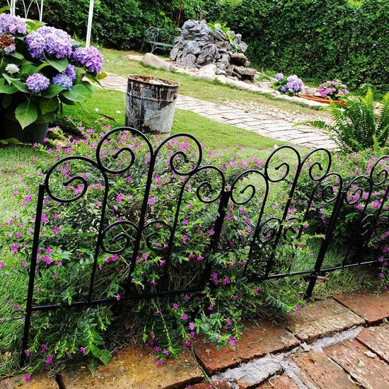 Clôture de Jardin en Fer Décorative 43 cm x 1.5 m, Lot de 5 Panneaux de ...