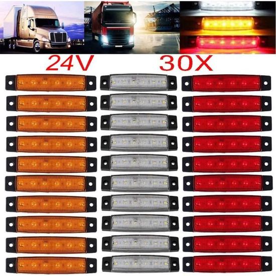 Feux de gabarit latéraux à 6 LED 2835 SMD 24 V CC pour camion, remorque ...