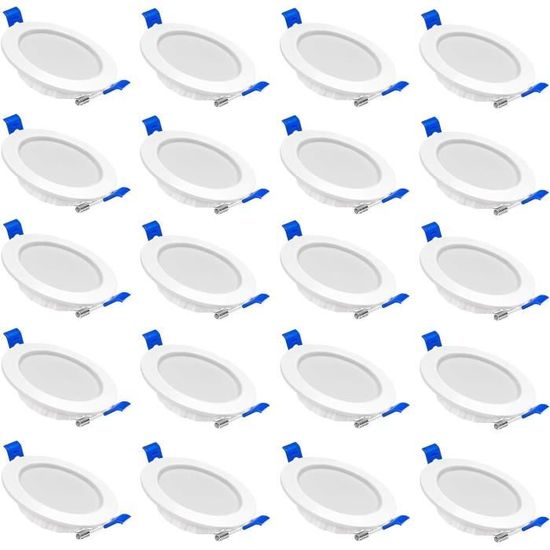 Lot De 20 Spots Led Encastrables Et Plats - 230 V 5 W 450 Lm Ip21 - Pour Salon, Chambre À ...