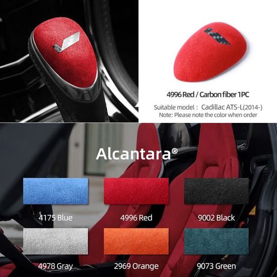 POMMEAU DE LEVIER DE VITESSE,4996 Red Carbon--2022 Alcantara, en ABS ...