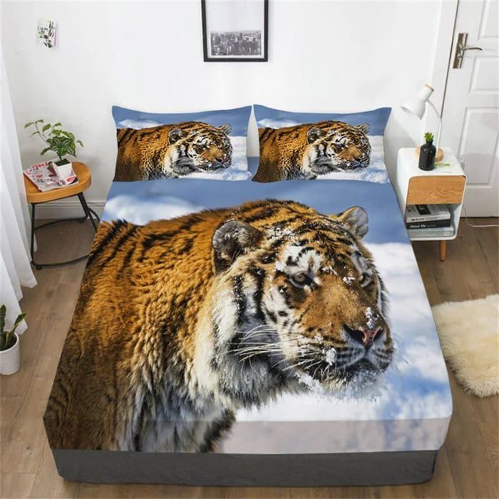 Drap Housse 140X200 Animal Drap-Housse Tigre De Sibérie Drap Plat Pour ...