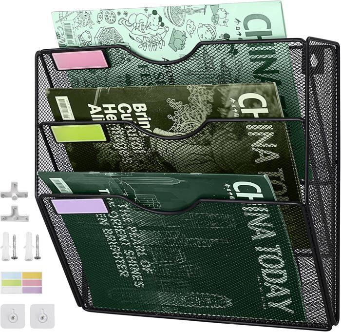 Porte Documents Mural, 6 Niveaux Porte-Revues Mural, Corbeilles À ...