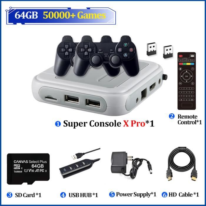 64 Go sans fil - Super console de jeux vidéo rétro X Pro, WiFi, TV 4K ...