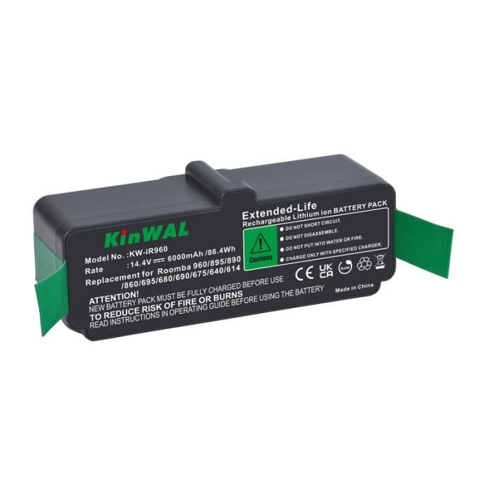 1x Battery-Batterie Lithium-ion 6000mAh 14.4V pour IRobot Roomba 960 ...