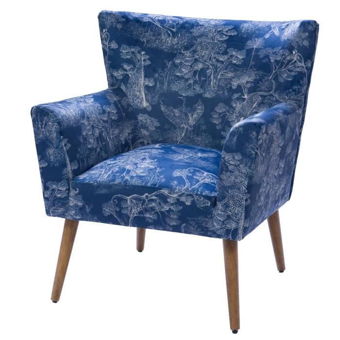 Fauteuil - AMADEUS - Léon Achille - Velours bleu - 1 place - Élégance ...