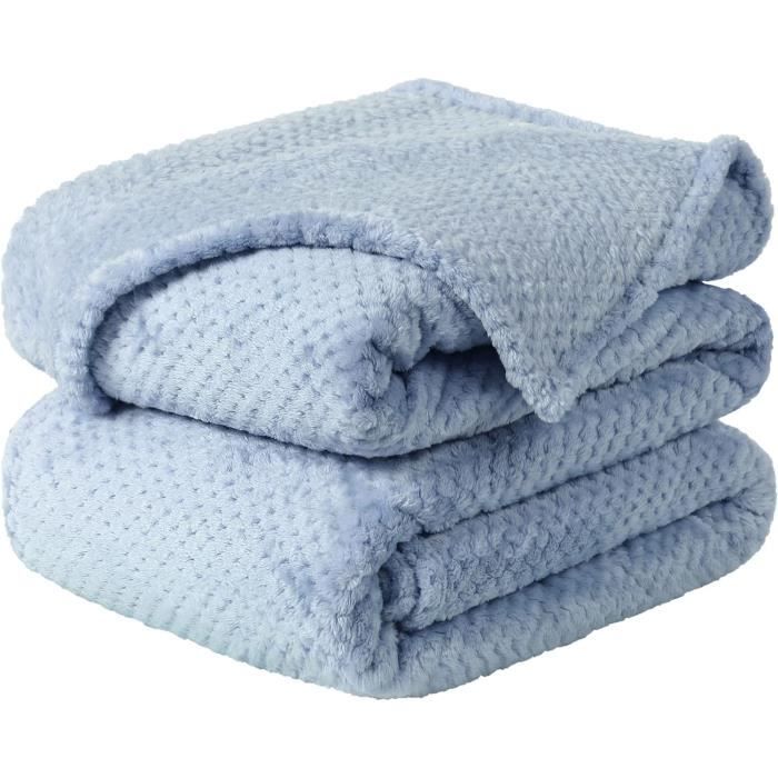 Couverture Plaid Polaire Lit Maille Peluche 330Gsm Solide Légère Doux ...