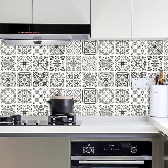 Carrelage Adhésif 50X100Cm Imprimé Gris Credence Adhesive Pour Cuisine ...