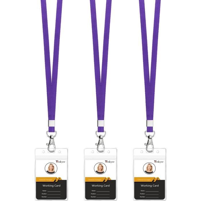 3 Pièces Porte Badge Tour De Cou, Porte Badge Transparent, Imperméable ...