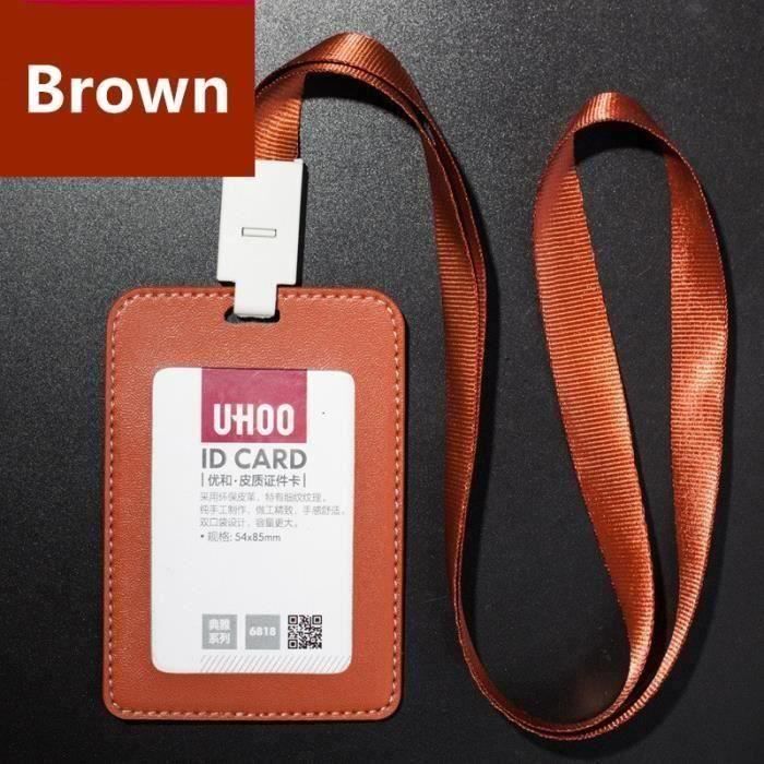 L3921 MARRON Étui Porte Badge Carte Visite ID Travail Identité Housse ...