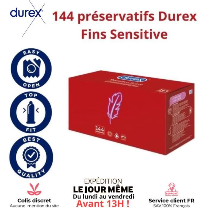 DUREX BOITE 144 PRÉSERVATIFS FEELING SENSITIVE FINS LUBRIFIÉS HOMME ...