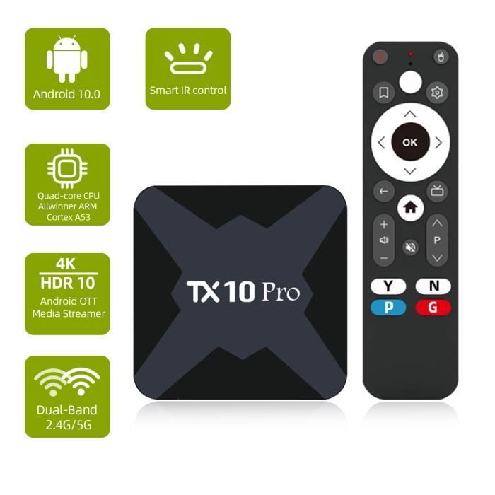 Boîte TV Android - LPNOVE - TX10 - Ultra HD 4K - Wi-Fi 2.4G/5G ...